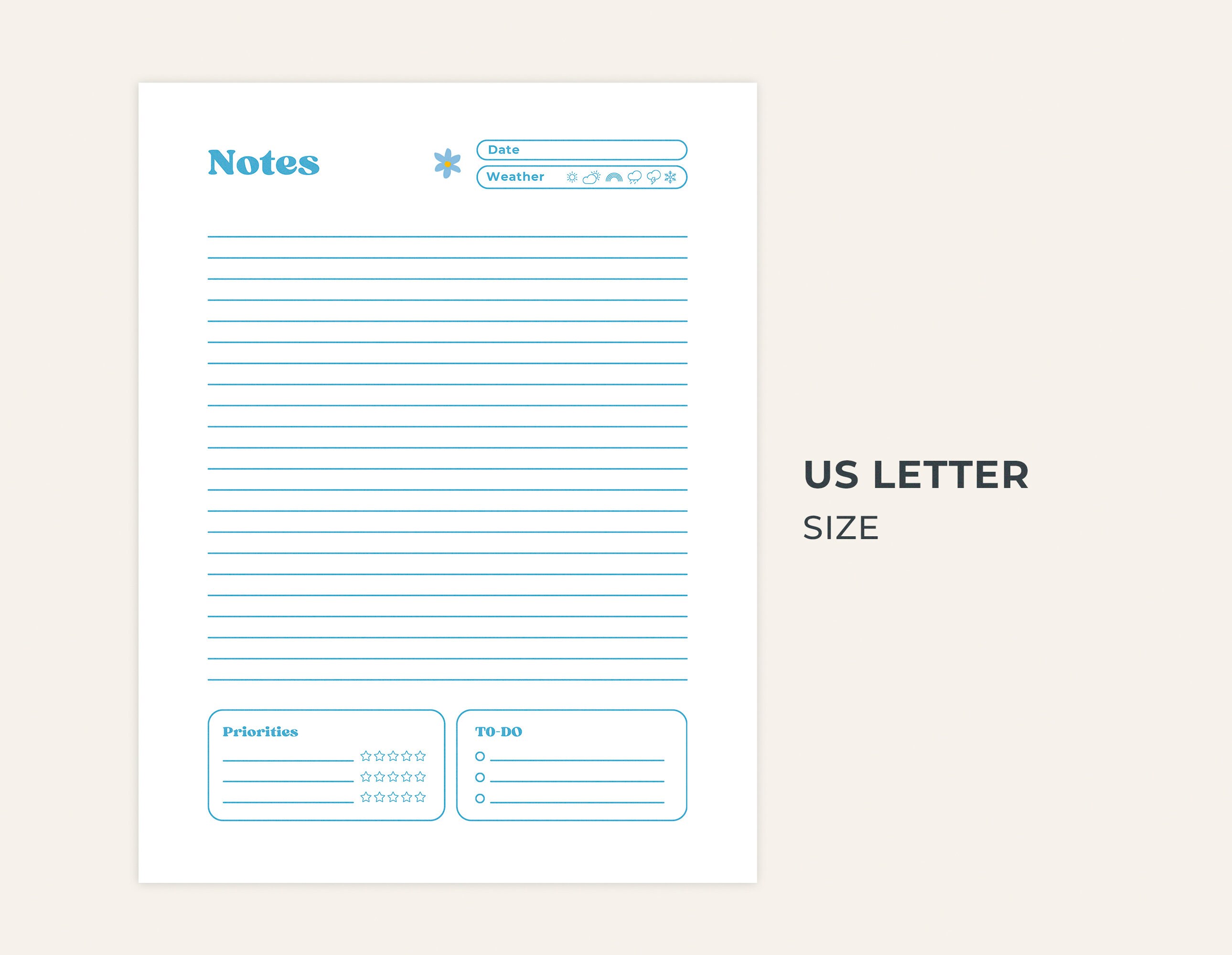Printable Groovy Retro Notes Page, Notes Template, Note Taking, Writing ...