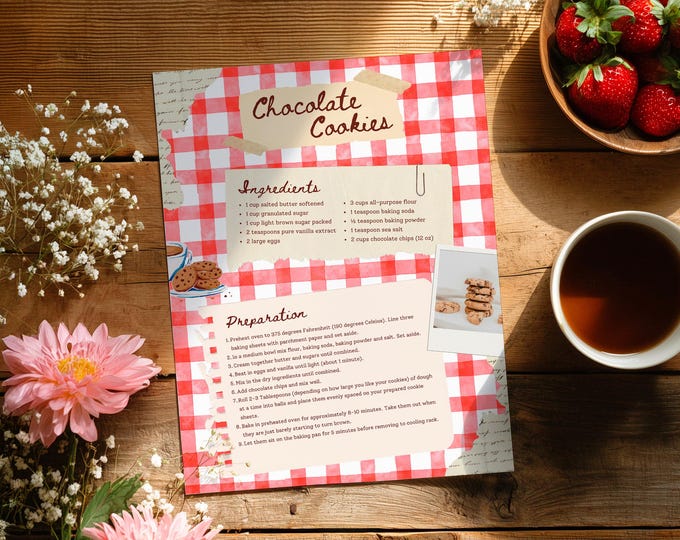 Vintage Scrapbook Recipe Template, Family Cookbook Page (canva Template ...