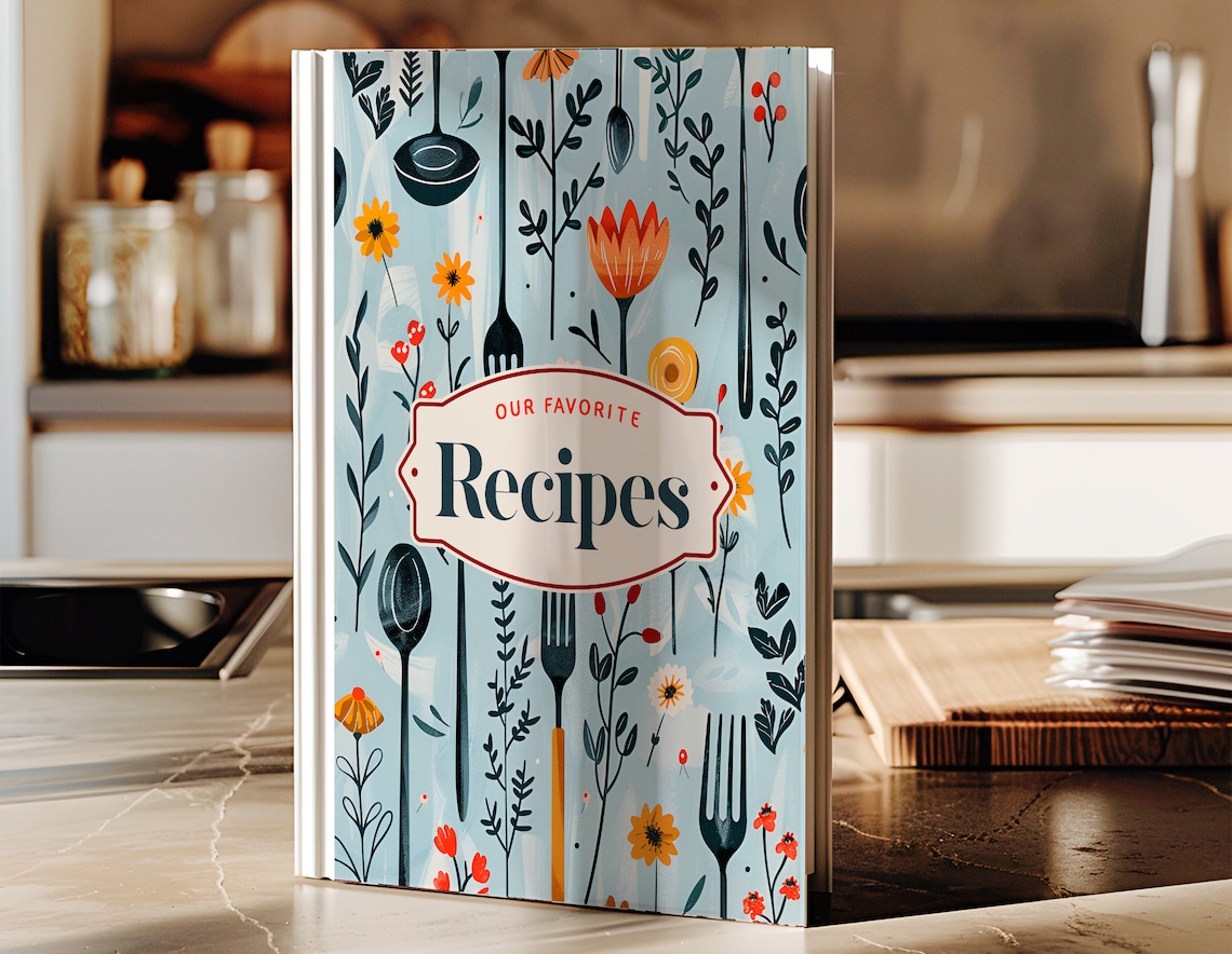 Recipe Binder Cover Kitchen and Flowers Kit, Recipe Book Cover, Binder ...