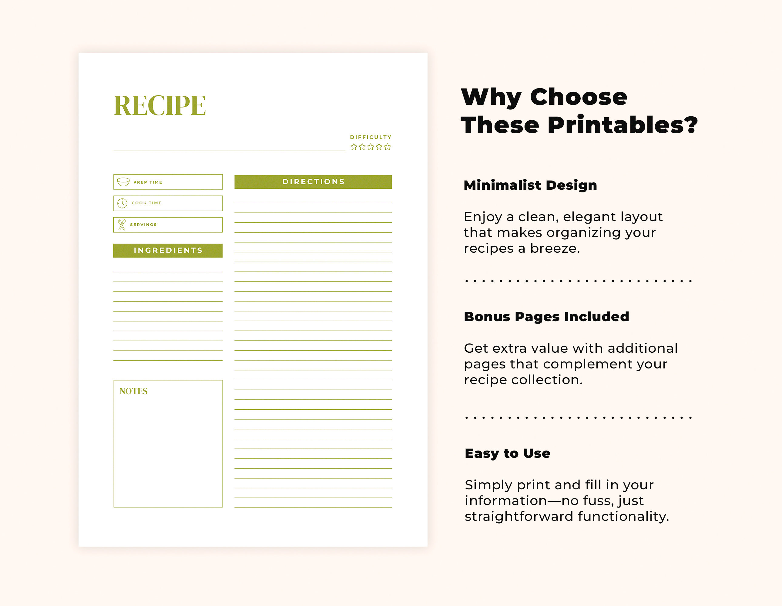 Colorful Recipe Page Printable, Recipe Book Template Printable, Blank ...