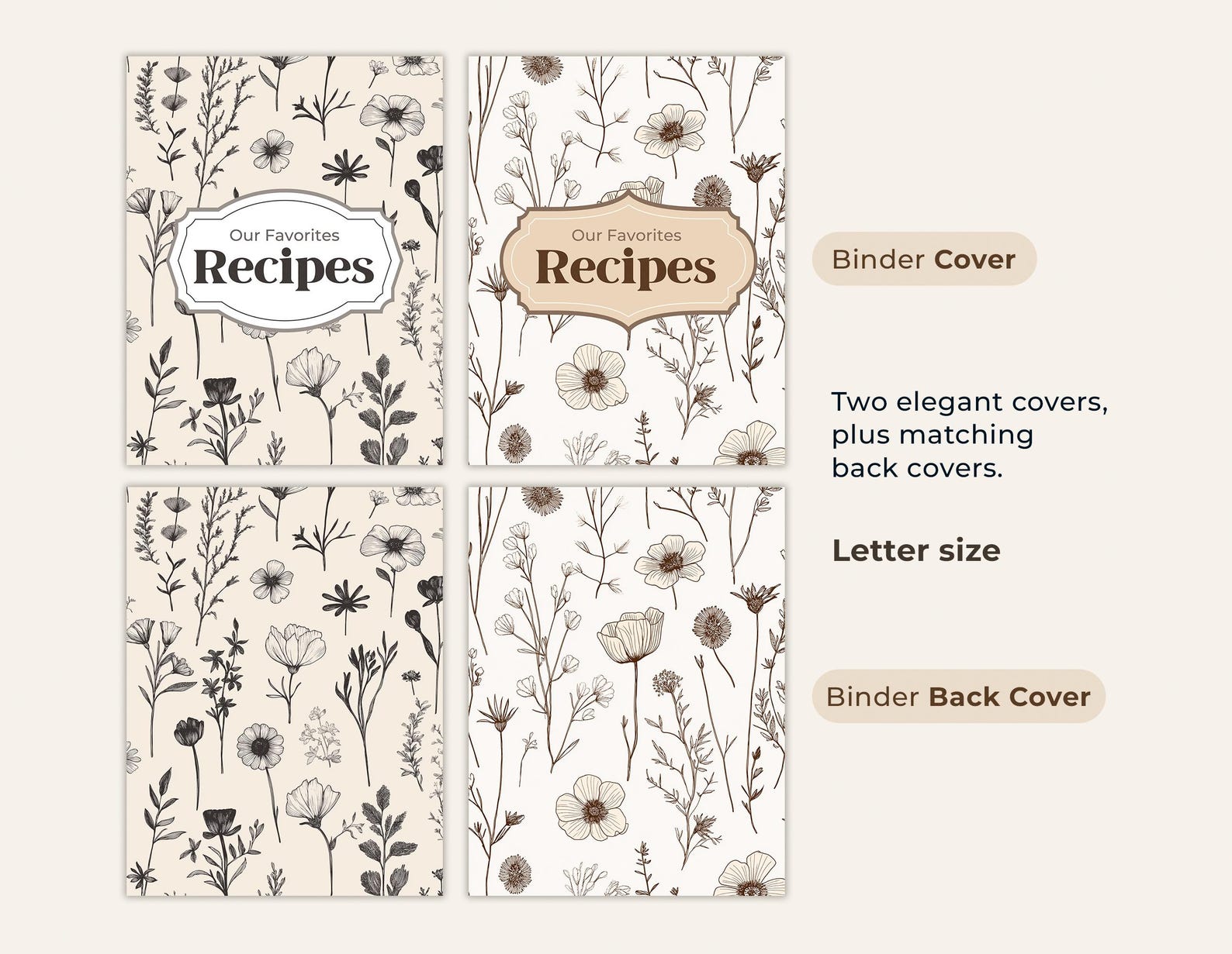 Elegant Recipe Binder Cover | Recipe Book Cover, Family Cookbook Binder ...