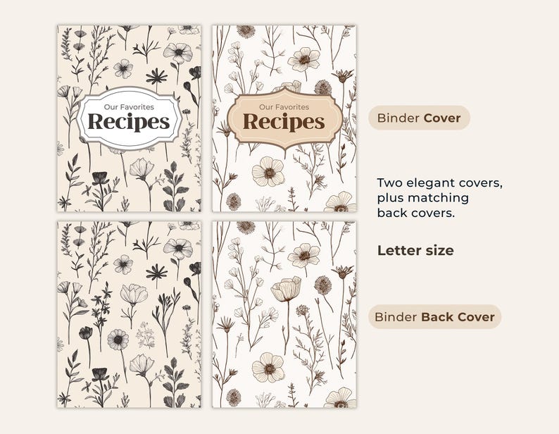 Elegant Recipe Binder Cover | Recipe Book Cover, Family Cookbook Binder ...