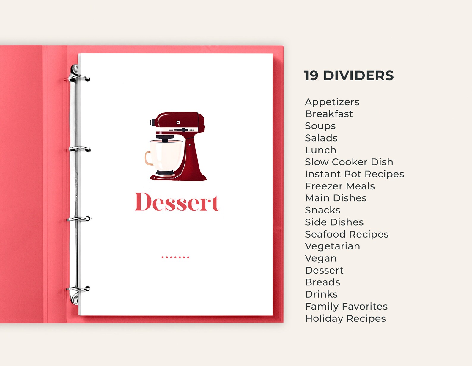 Recipe Binder Cover Stand Mixer and Desserts Kit, Recipe Book Cover ...