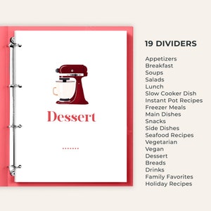 Recipe Binder Cover Stand Mixer and Desserts Kit, Recipe Book Cover ...
