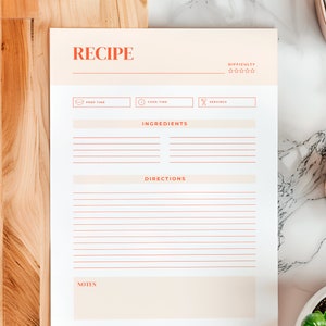 Colorful Recipe Page Printable, Recipe Book Template Printable, Blank ...