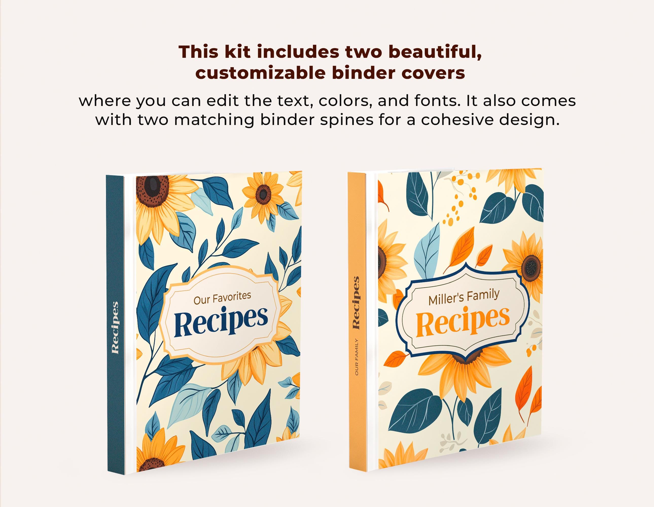 Editable Recipe With Canva | Printable Recipe Template + Sunflowers ...