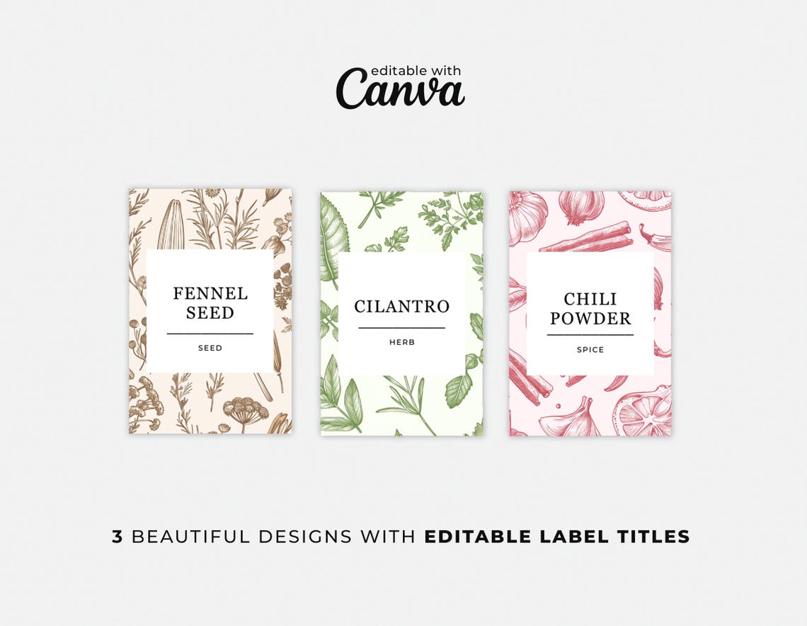 Customizable Vintage Spice Jar Labels With Canva | Editable Pantry ...