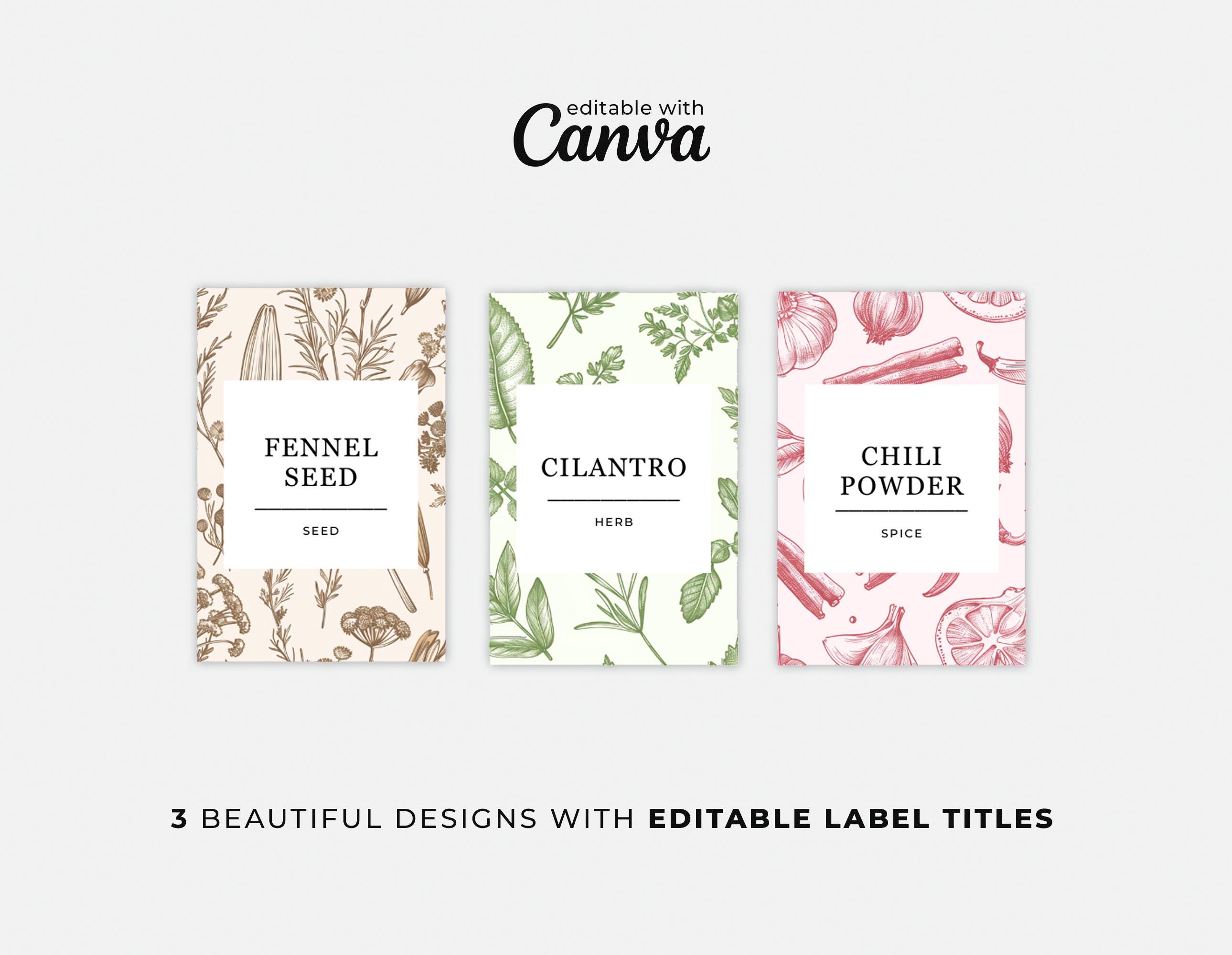 Customizable Vintage Spice Jar Labels With Canva | Editable Pantry ...
