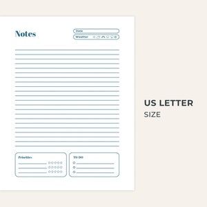 Printable Minimal Flowers Notes Page, Notes Template, Note Taking ...