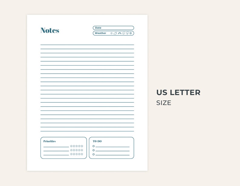 Printable Minimal Flowers Notes Page, Notes Template, Note Taking ...