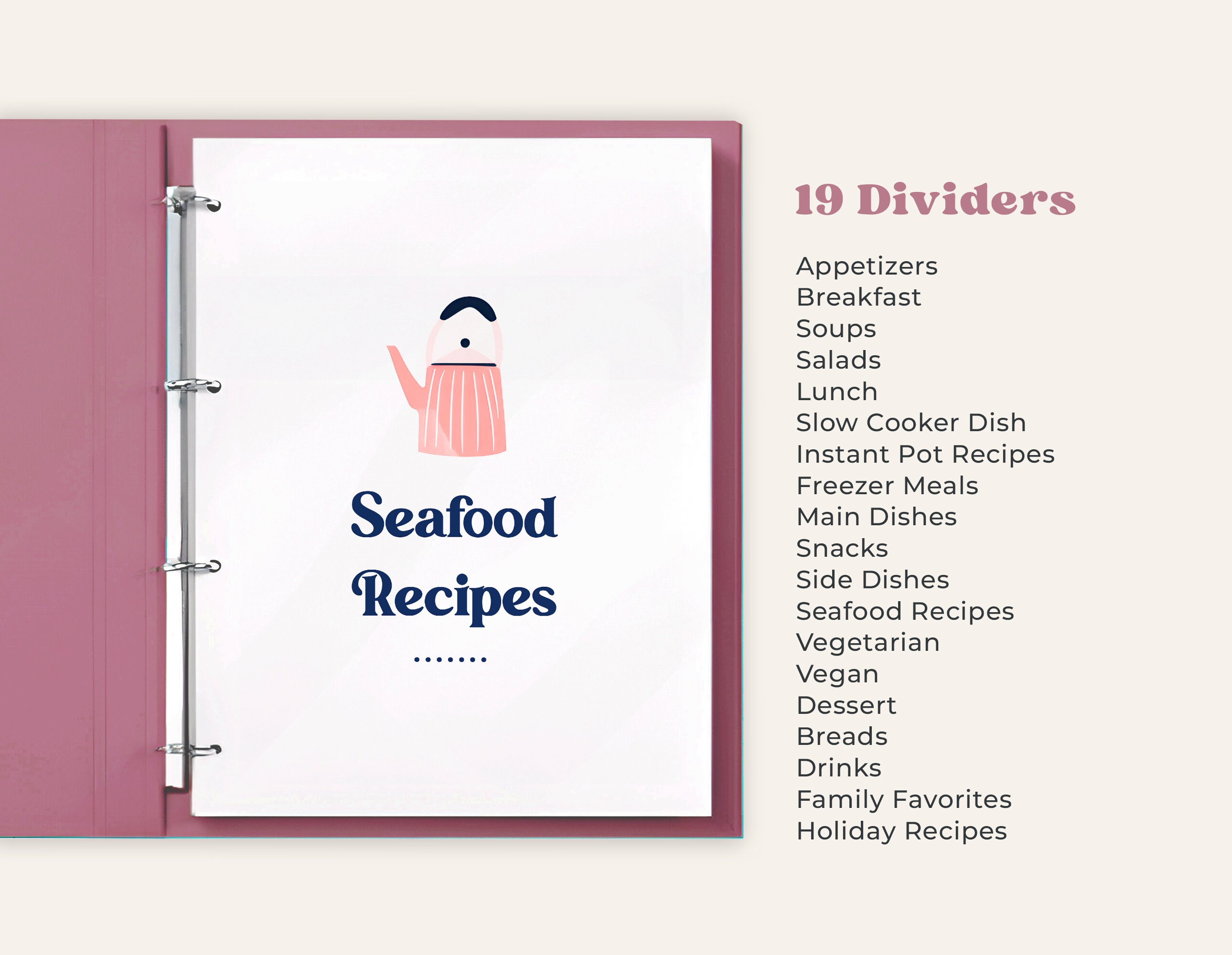 Recipe Binder Cover + Bonus Recipe Template - Pink Kitchen Utensils ...