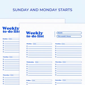 Weekly to Do List the Blue Adventure Undated Planner Task List, Work ...