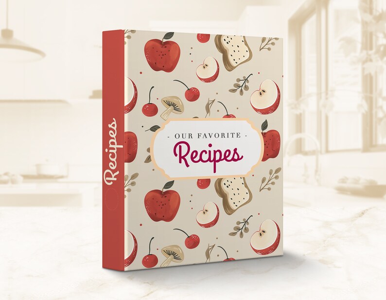 Recipe Binder Cover + Bonus Recipe Template - Apple Design Binder Kit ...
