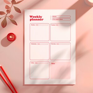 Five Days Weekly Planner the Red Adventure Undated Weekly Planner ...