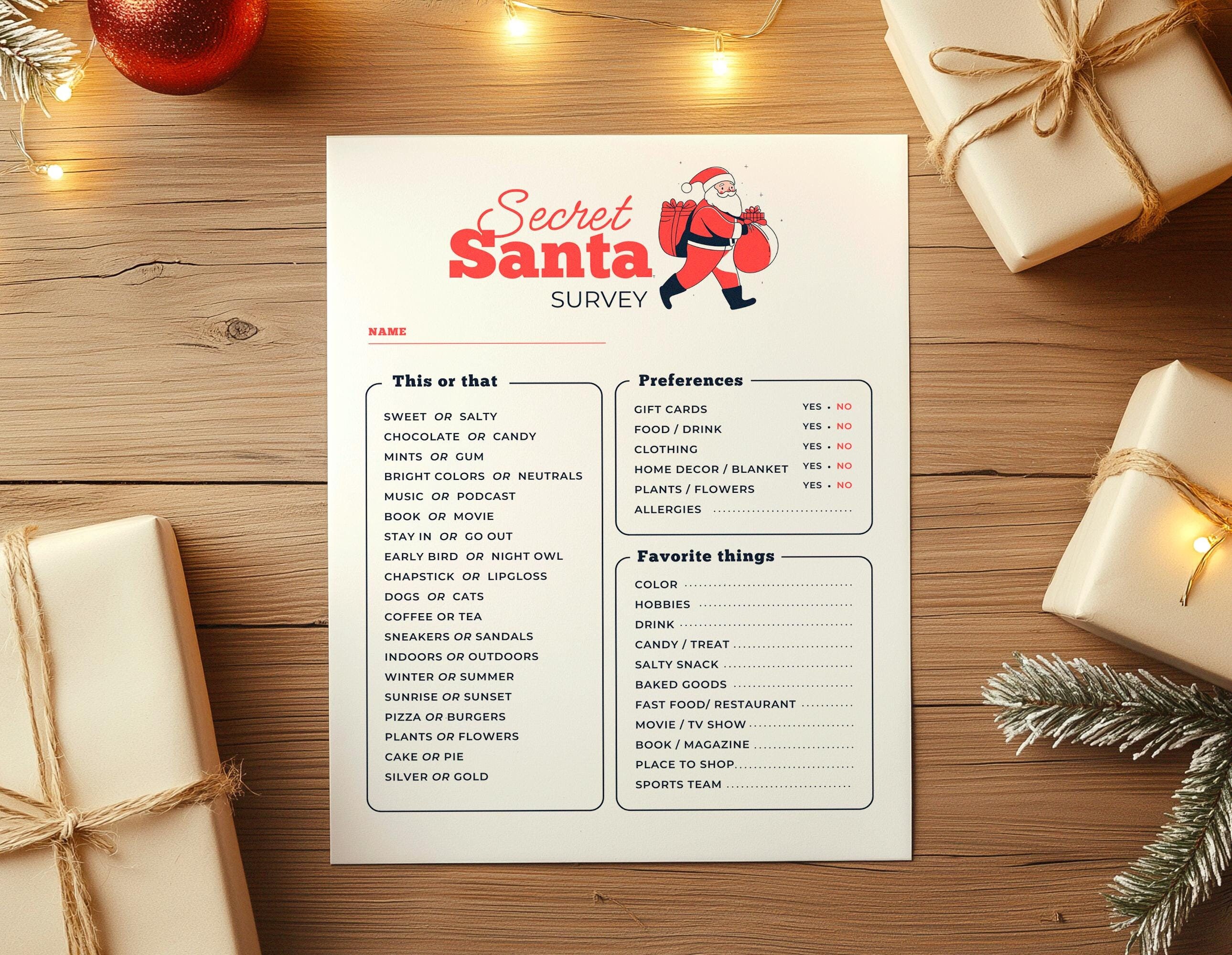 Simple Secret Santa Survey Bundle Kit Christmas Coworker & Family Gifts ...