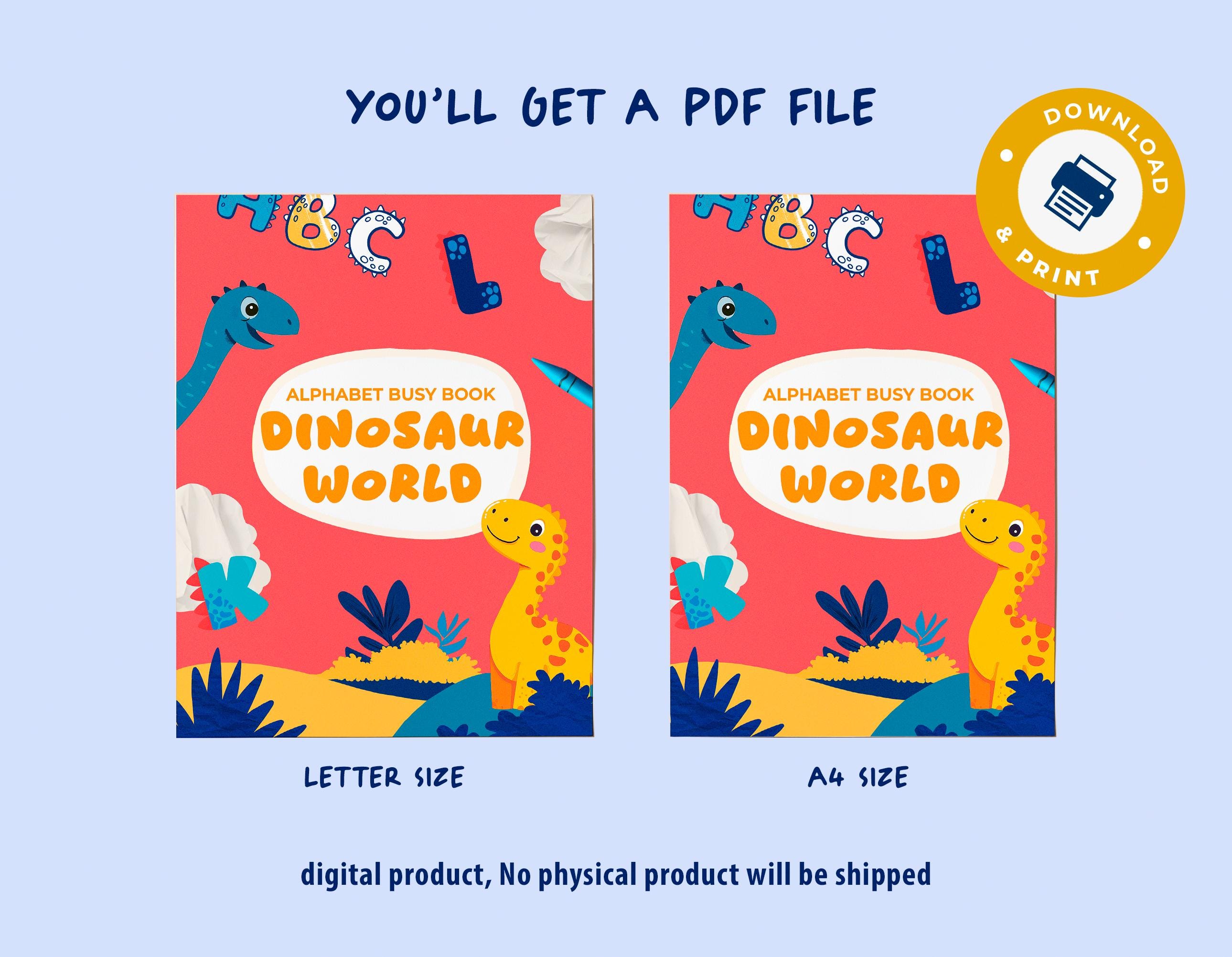 Dinosaur Busy Book Alphabet Learning Activities Printable for Kids ...