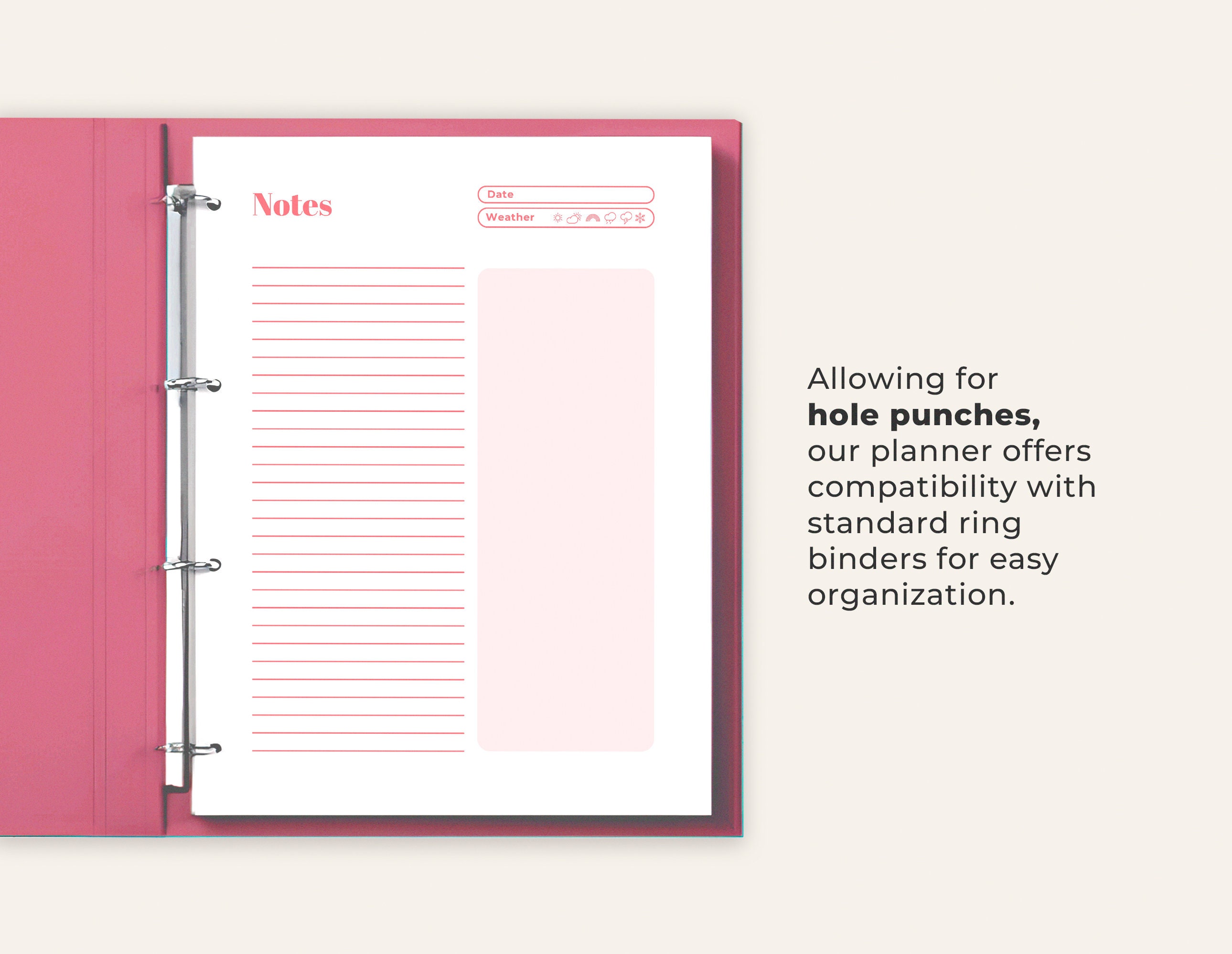 Printable Minimal Flowers Notes Page, Notes Template, Note Taking ...