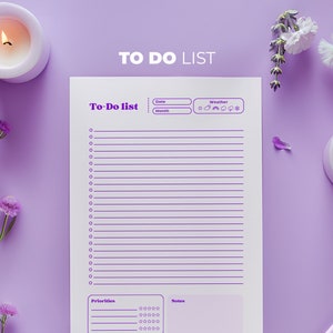 To Do List the Purple Adventure Undated Planner Task List, Cleaning ...