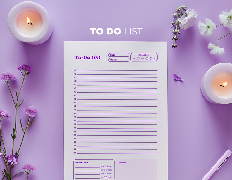 To Do List the Purple Adventure Undated Planner Task List, Cleaning ...