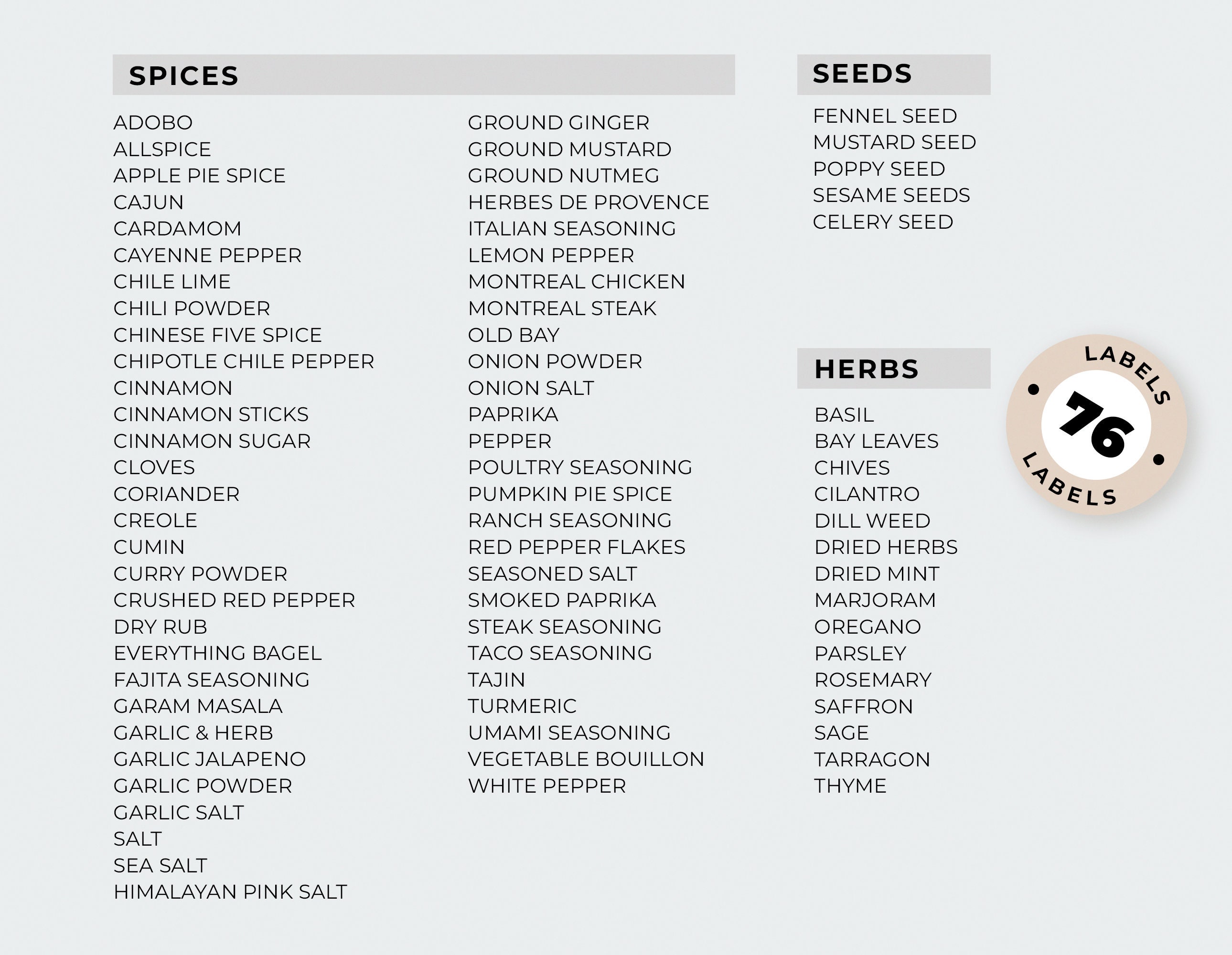 Minimalist Spice Jar Labels: Modern Kitchen Storage Letter and A4 PDF ...