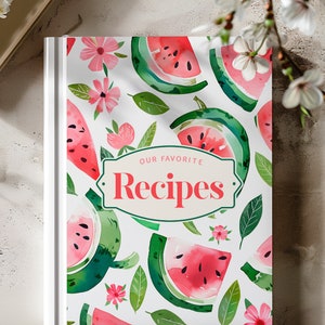 Recipe Binder Cover | Watermelon Kit, Recipe Book Cover, Binder Spine ...
