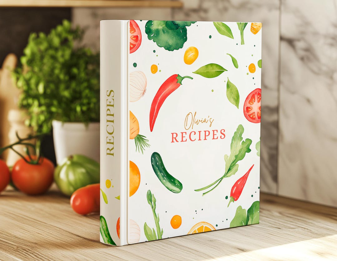 Vegetable Recipe Binder Cover: Personalized Recipe Book, Canva Template ...