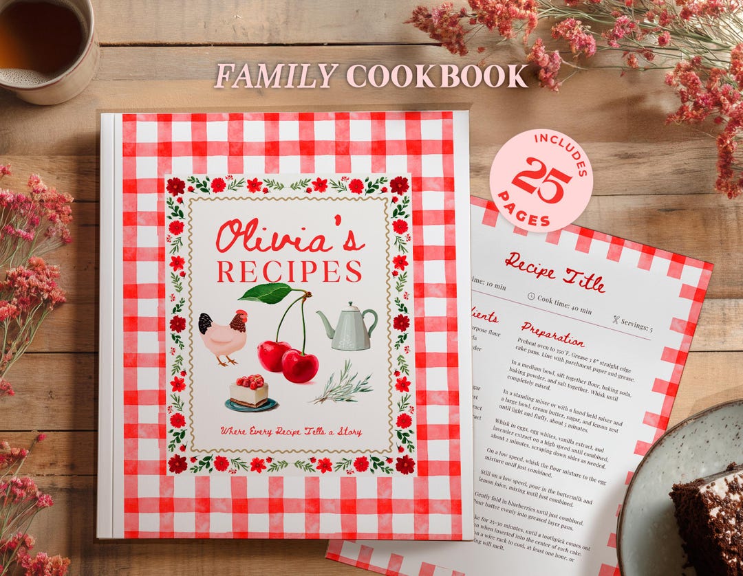 Farmhouse Recipe Book Binder, Vintage Personalized Family Cookbook ...
