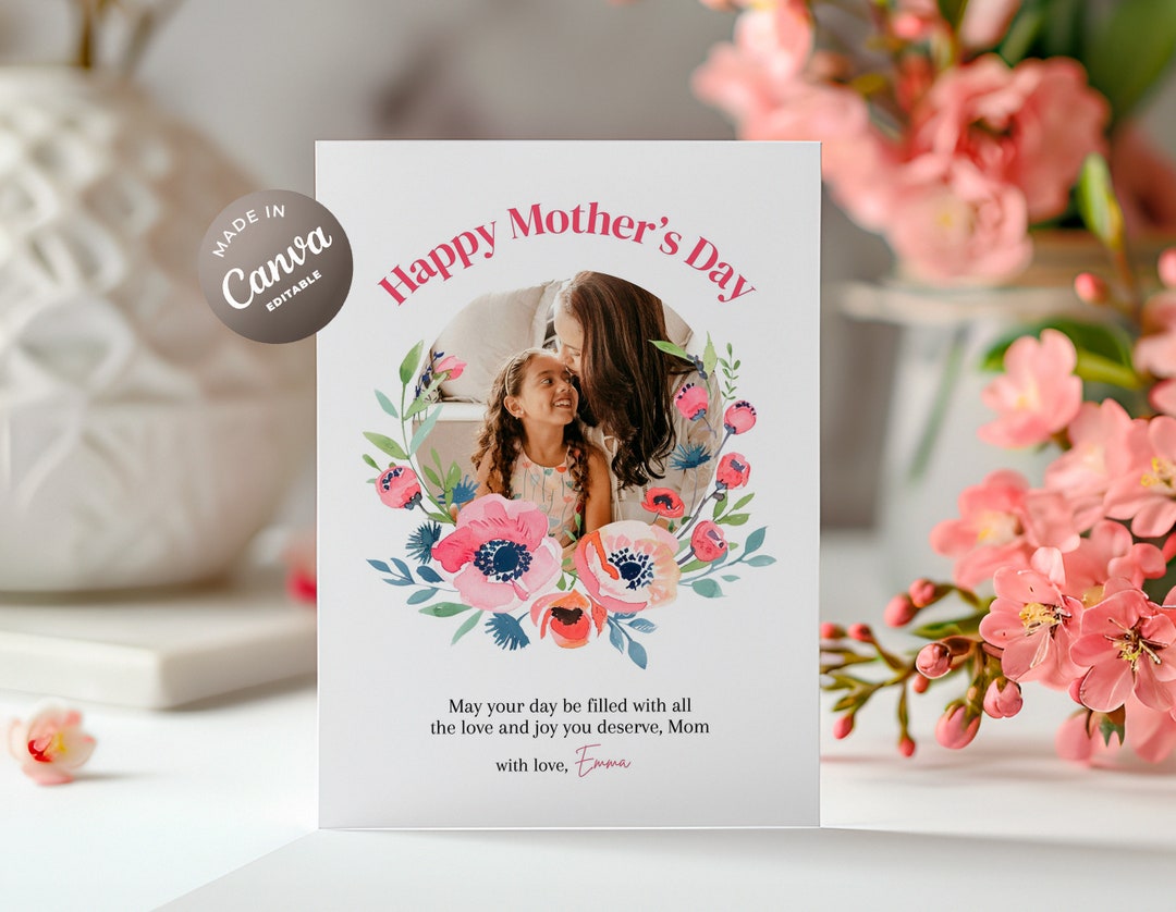 Canva Editable Floral Mother's Day Card, Happy Mother's Day Editable ...