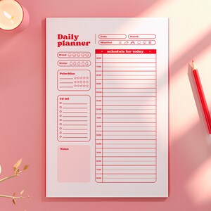 Daily Planner the Red Adventure Undated Daily Planner Productivity ...