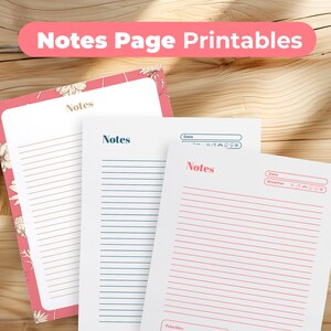Printable Minimal Flowers Notes Page, Notes Template, Note Taking ...