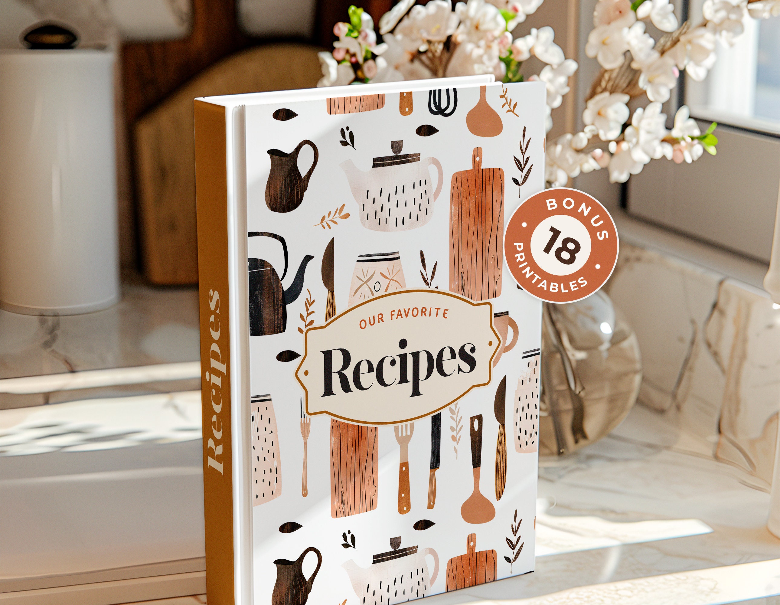 Kitchen Design Recipe Binder Cover: Canva Template and PDF (digital ...