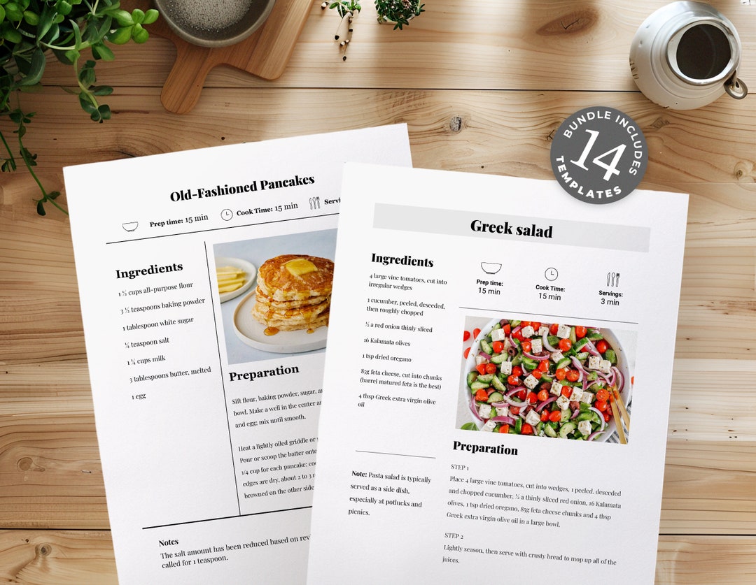 MS Word Recipe Template Bundle Set | 14 Editable Recipe Template ...