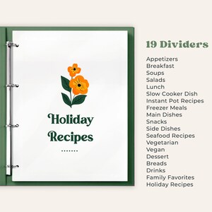 Recipe Binder Cover + Bonus Recipe Template - Pink Flowers Binder Kit ...