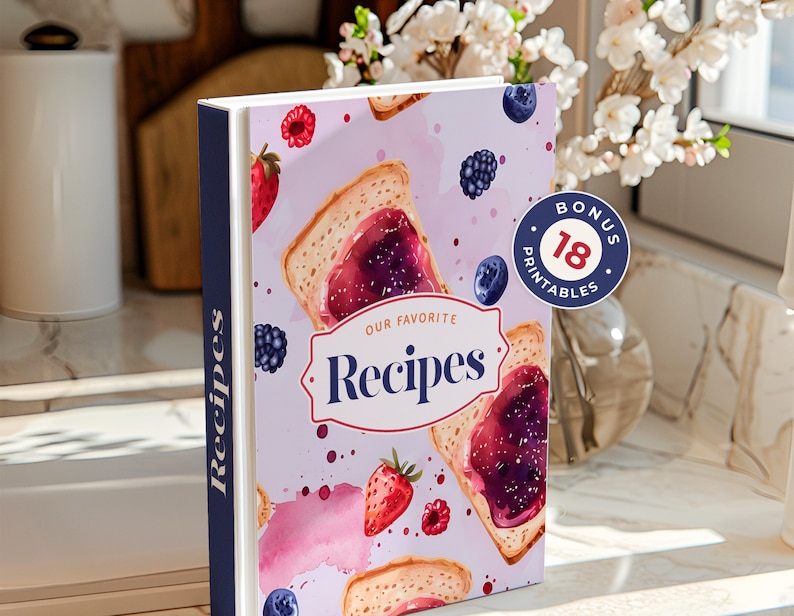 Recipe Binder Cover | Toast and Jam Kit, Recipe Book Cover, Binder ...