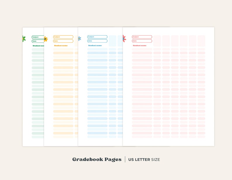 Gradebook Pages Groovy Retro, for All Subjects, Classes, Grading ...