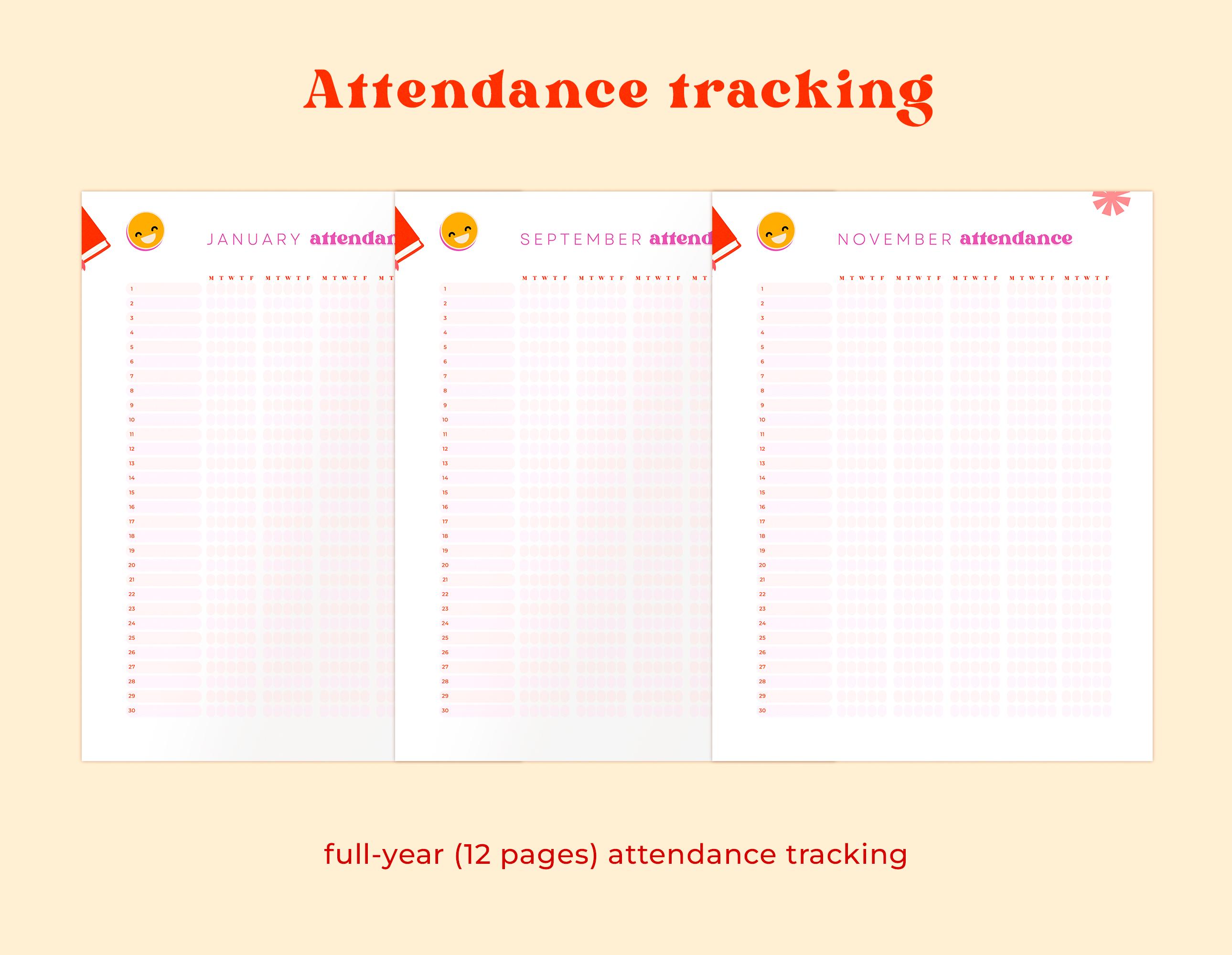 Pink Retro Teacher Gradebook & Attendance Tracker Printable PDF ...