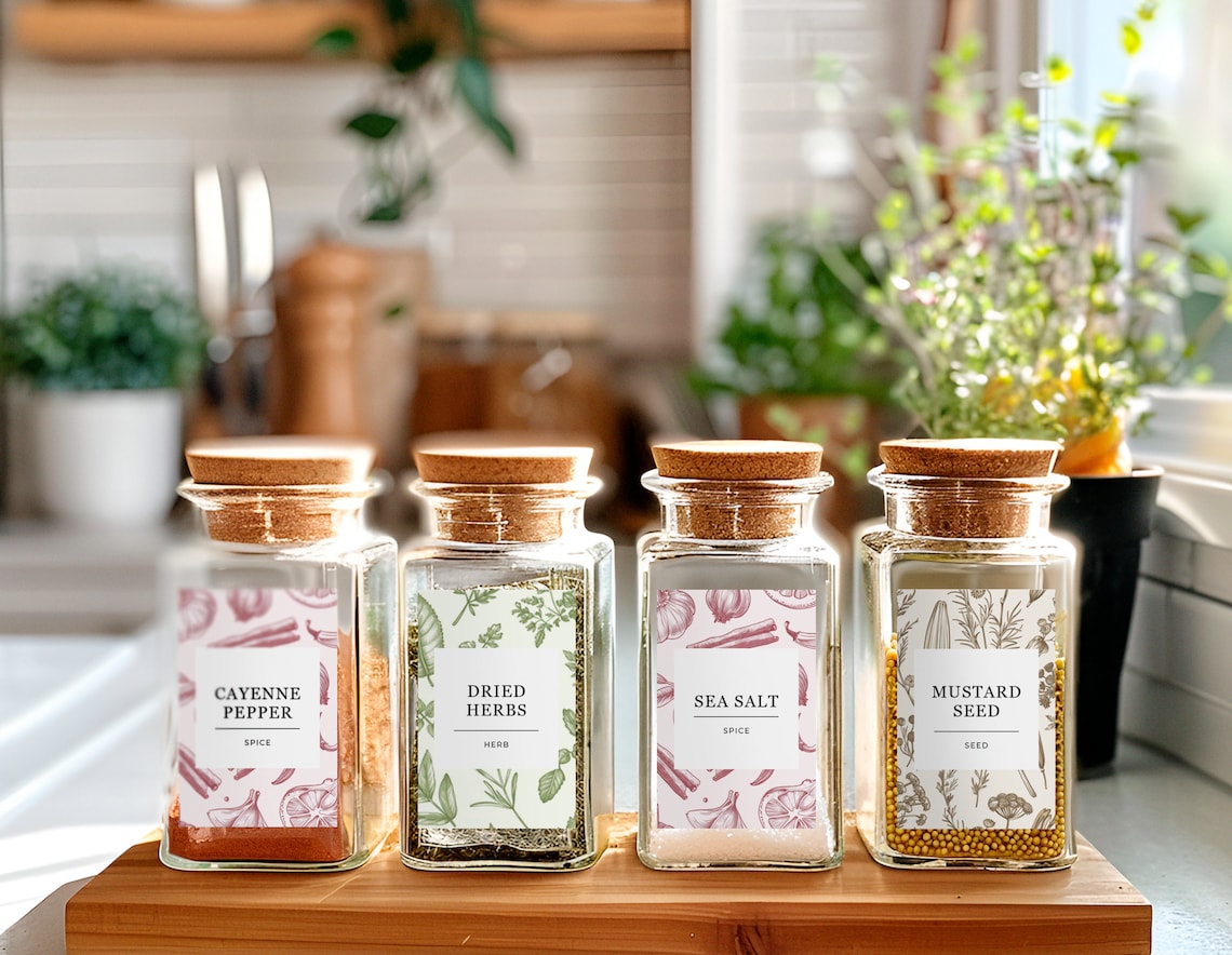 Vintage Spice Jar Labels: Printable Kitchen Storage Letter and A4 PDF ...