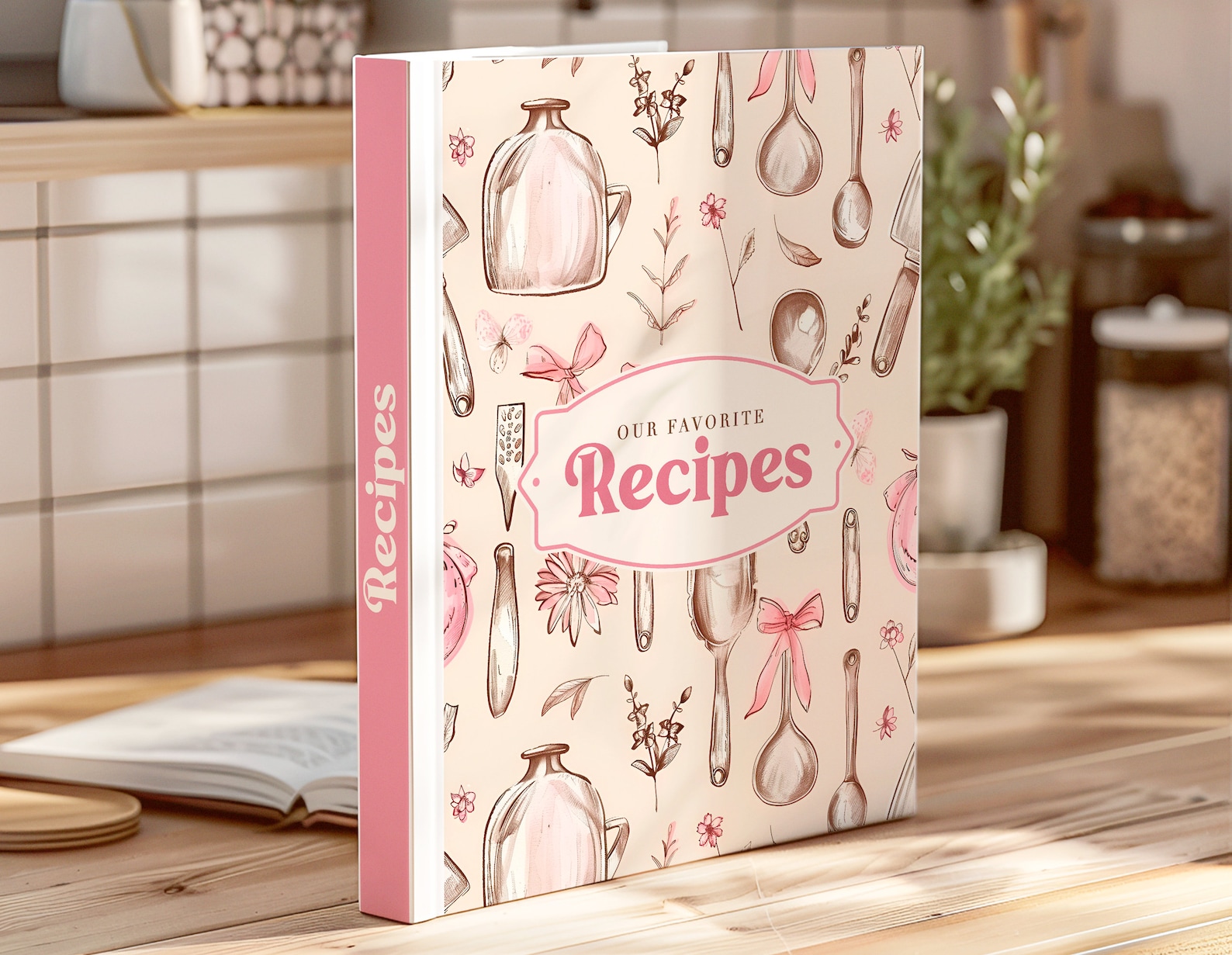 Recipe Binder Cover + Bonus Recipe Template - Coquette Binder Kit ...