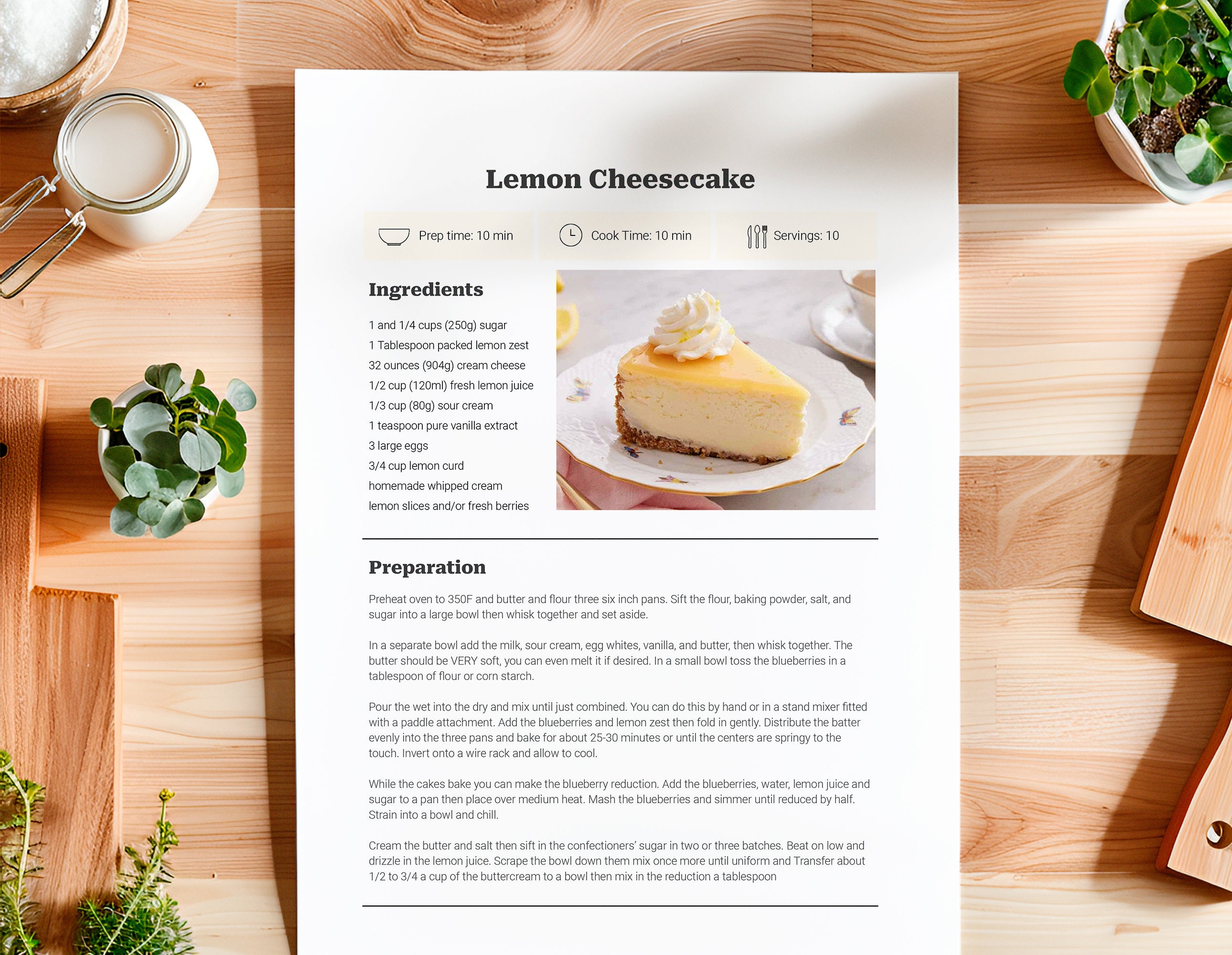 Printable Recipe Template: Editable Recipe Book Page, MS Word & Google ...
