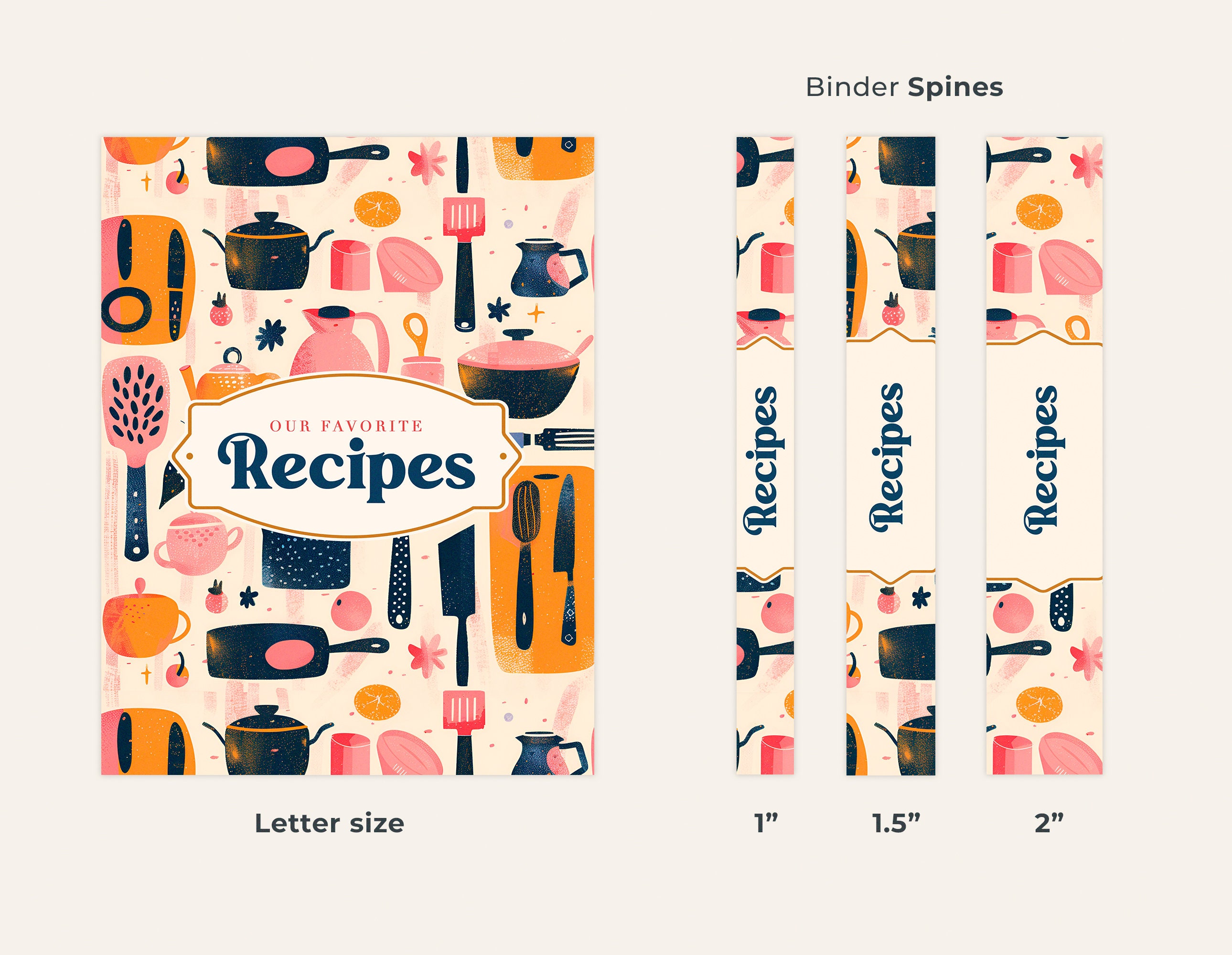 Recipe Binder Cover + Bonus Recipe Template - Pink Kitchen Utensils ...