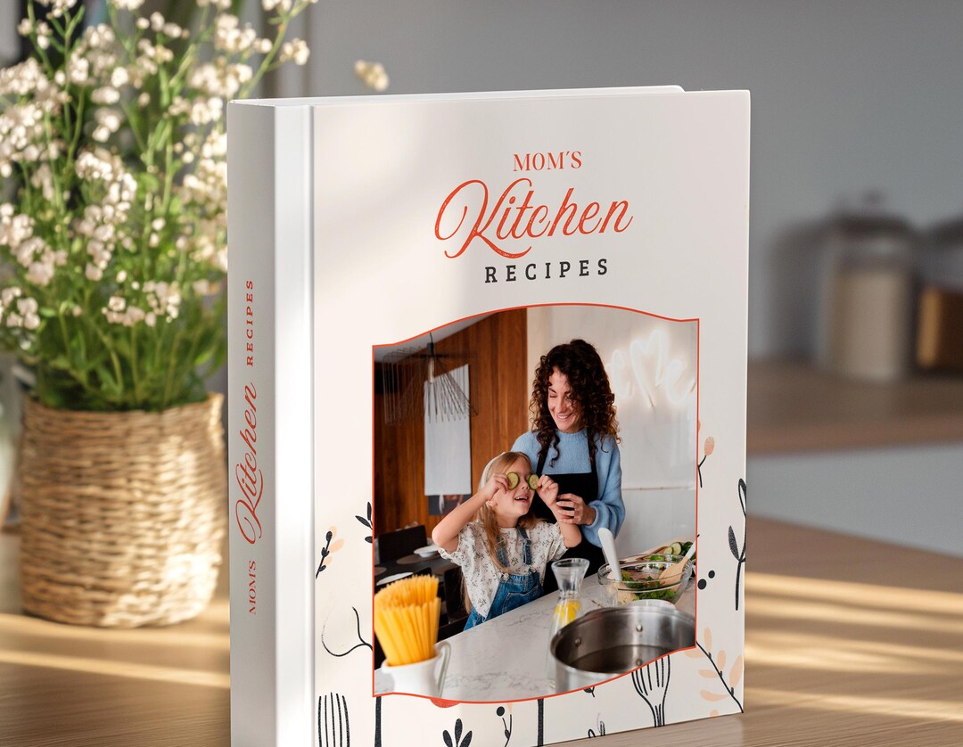 Mom’s Kitchen Recipes Book Cover | Custom Photo Recipe Binder Cover ...