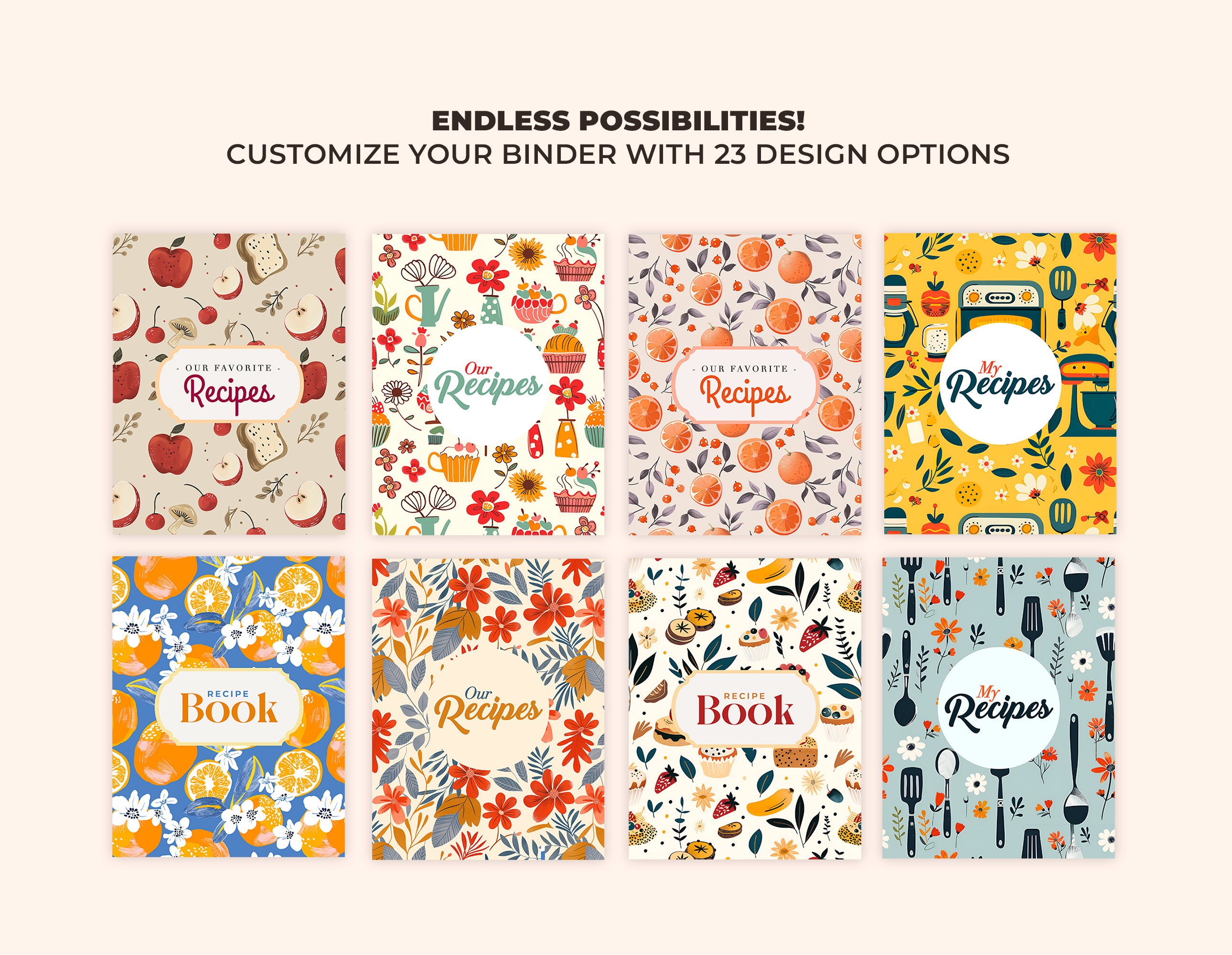 The Ultimate Recipe Binder Cover Bundle - 23 Designs - Recipe Book ...