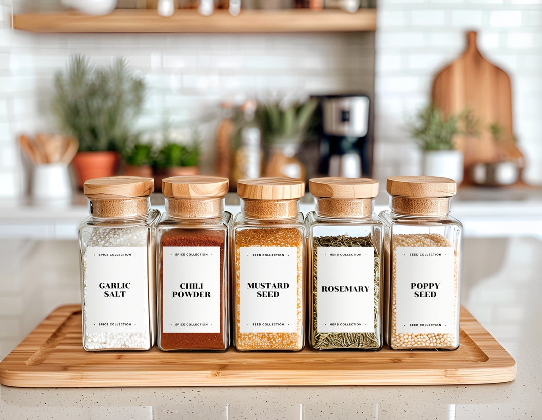 Minimalist Spice Jar Labels: Modern Kitchen Storage Letter and A4 PDF ...