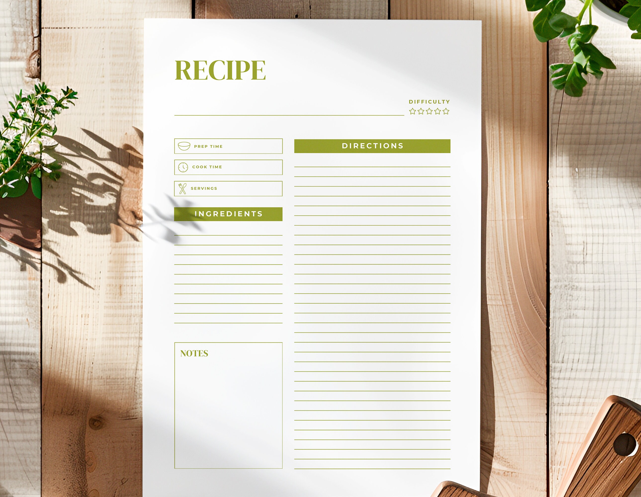 Colorful Recipe Page Printable, Recipe Book Template Printable, Blank ...