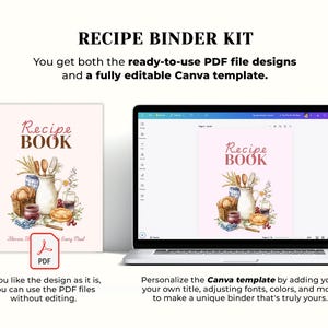 Vintage Farmhouse Recipe Binder Cover: Editable Canva Template & PDF ...