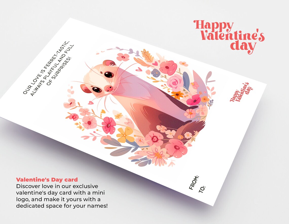 A Ferret-tastic Day Printable Card, Ferret Collection For, Valentine's ...