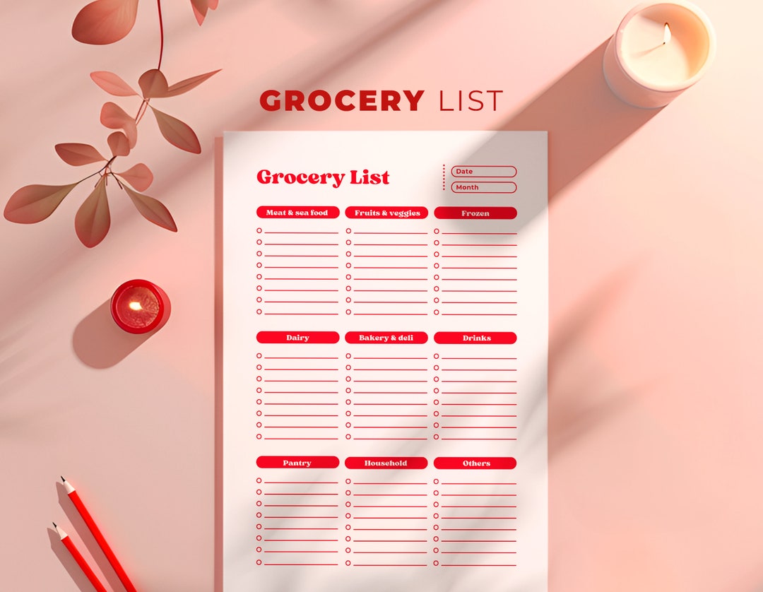 Grocery List the Red Adventure Grocery Planner, Food Shopping List ...