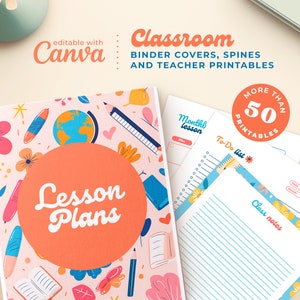 Classroom Binder Covers and Spines, Editable Groovy Retro Teacher ...