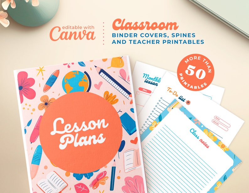 Classroom Binder Covers and Spines, Editable Groovy Retro Teacher ...