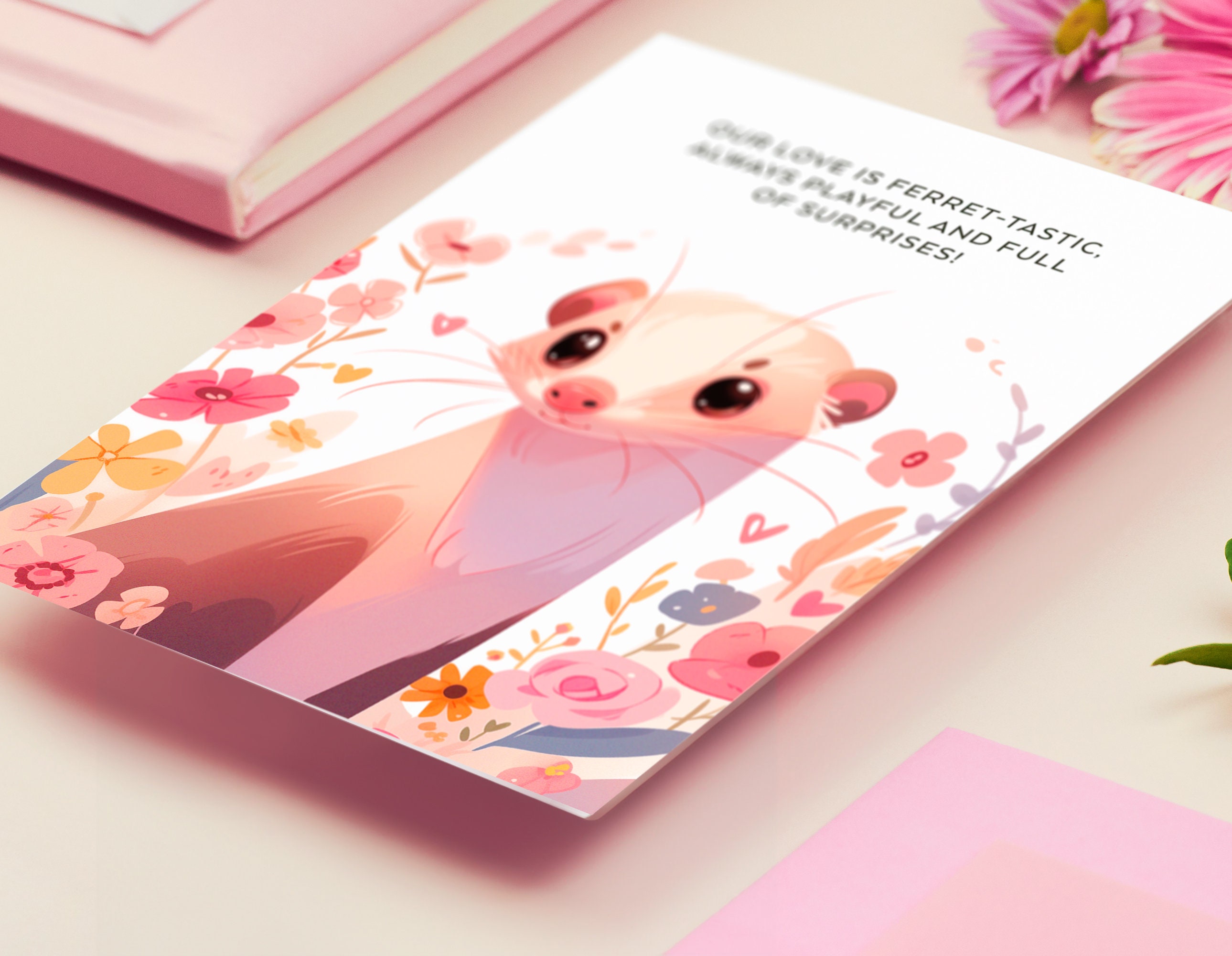 A Ferret-tastic Day Printable Card, Ferret Collection For, Valentine's ...